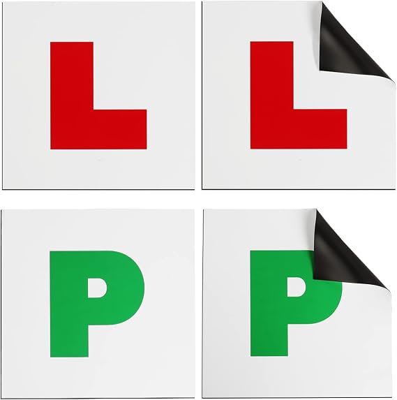 Onarway Fully Magnetic Red Car L-Plates and Green P Plate 4 Pack for ...