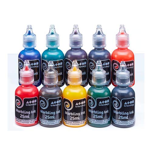 Brian Clegg AK18 Marbling Ink, Assorted Standard Colours, 10 x 25ml ...