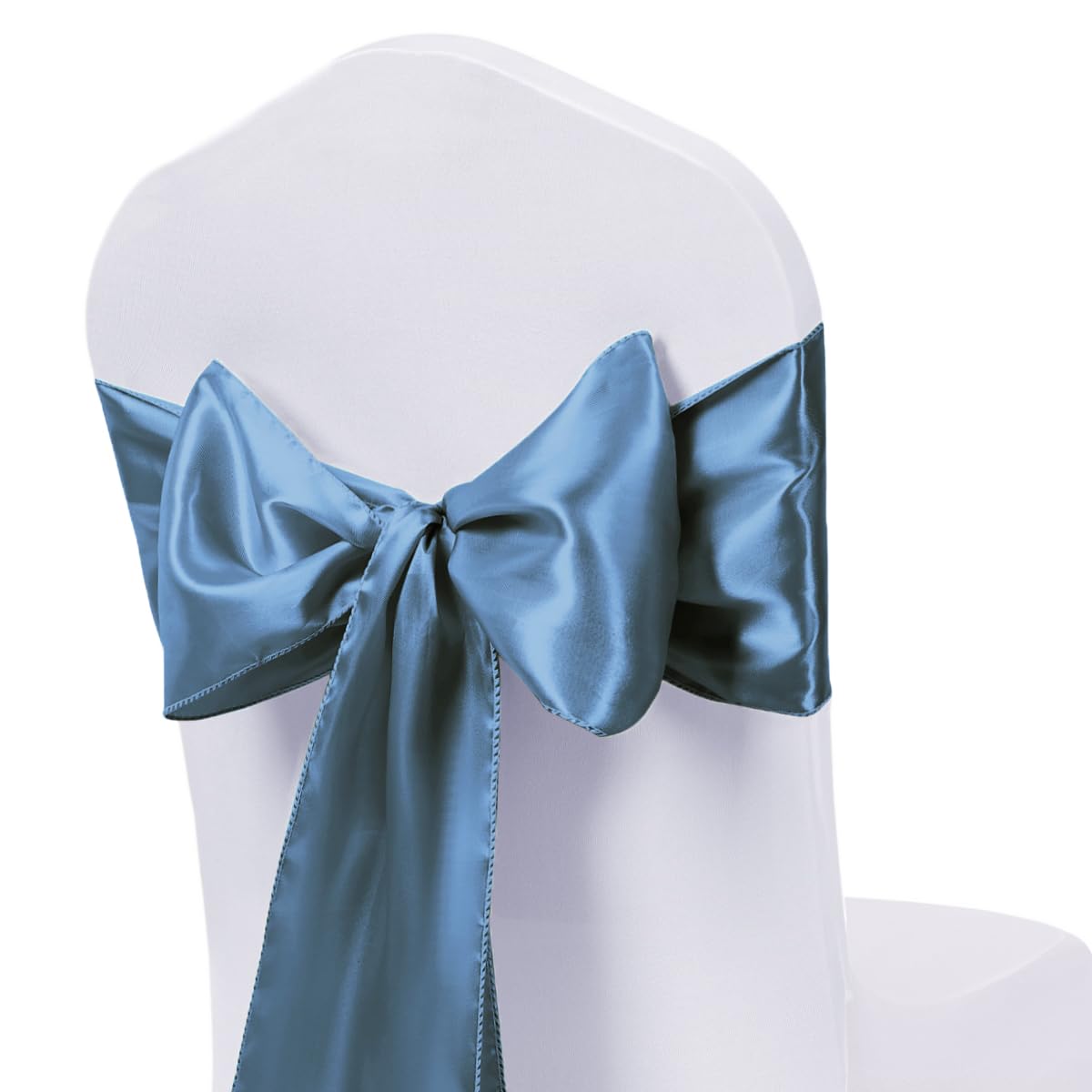 Amazon.com: WENSINL Pack of 50 Satin Dusty Blue Chair Sashes Bows for ...