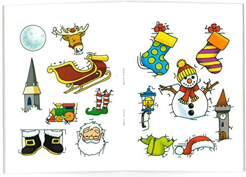 A6 Christmas Sticker Activity Book Kids Puzzle Learning Colouring Books ...