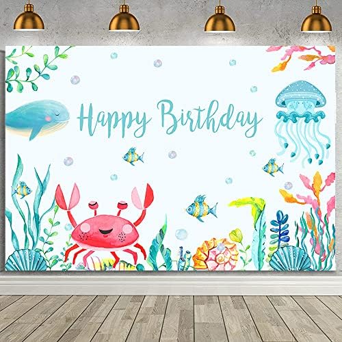 Amazon.com : AIBIIN Under The Sea Birthday Party Backdrop Ocean Animals ...