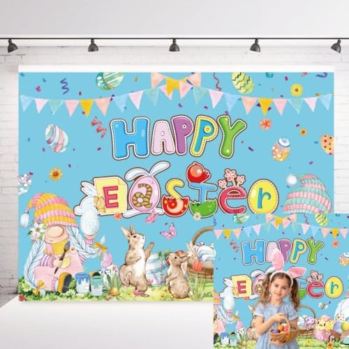 Amazon.com : INRUI Happy Easter Photography Background Spring Easter Bunny Eggs for Jesus Party ...