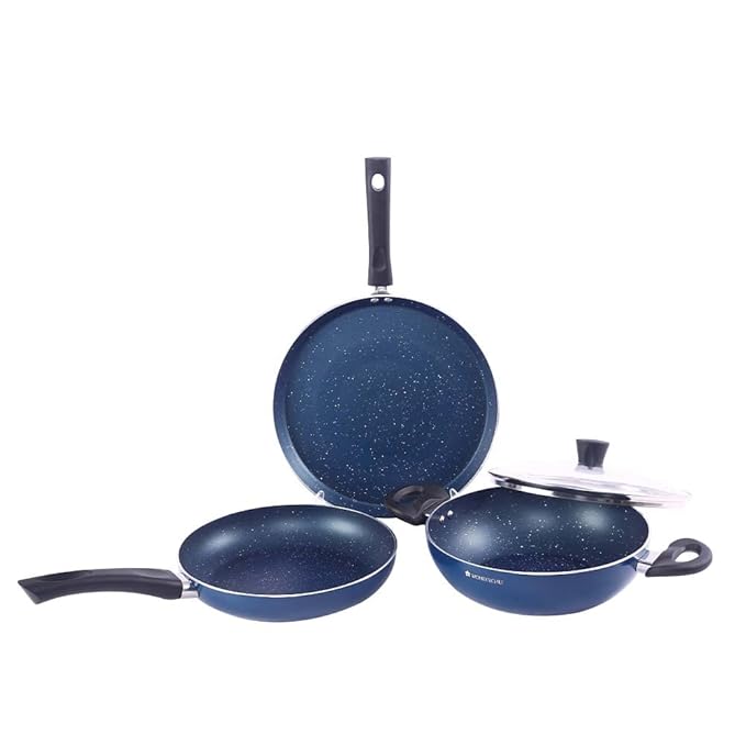 Buy Wonderchef Galaxy Cookware 4 Piece Set | Kadhai with Lid, Fry Pan ...