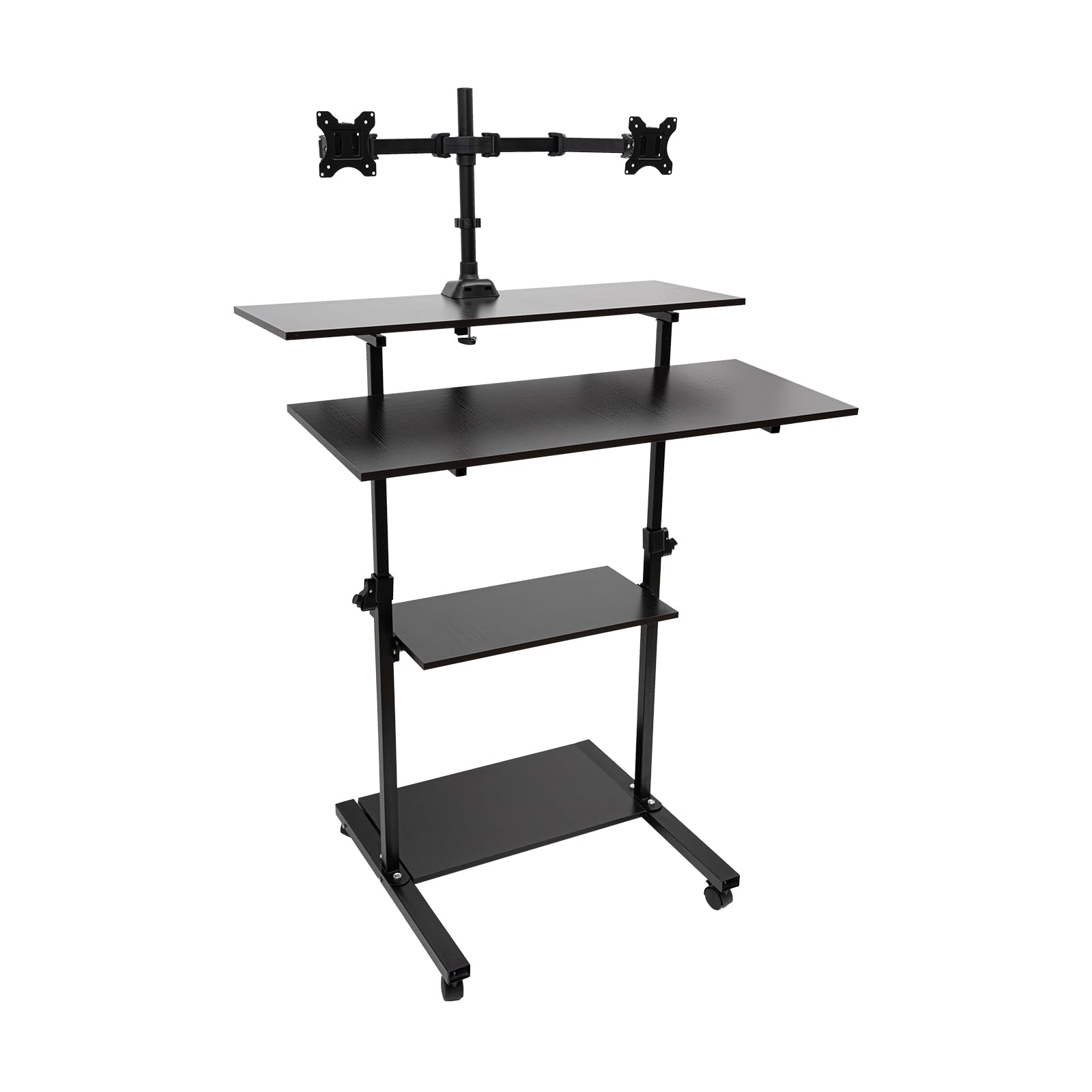 Amazon.com: awolsrgiop Mobile Desk with Dual Monitor Mount, Mobile ...