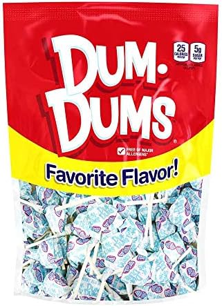 Amazon.com : Dum Dums Blu Raspberry Lollipops - Bulk Candy Bag with ...
