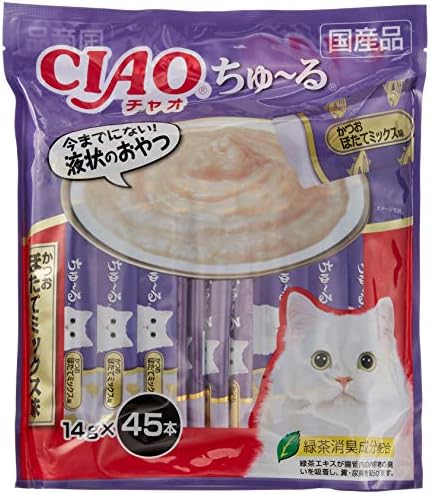 Amazon | Figaro(フィガロ) CIAOちゅ~る かつお ほたてミックス味 14g×45本 猫用おやつ 【Amazon.co.jp限定】 | Figaro(フィガロ) | ドライ 通販