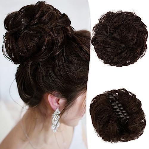 Amazon.com : RUWISS Claw Clip Messy Bun Hair Piece 100% Real Human Hair ...