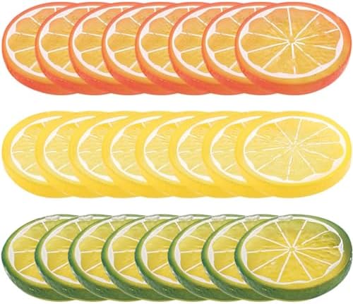 MWOOT 30 Pcs Fake Fruit Set, Artificial Lemon Slices Lemon Cubes for ...