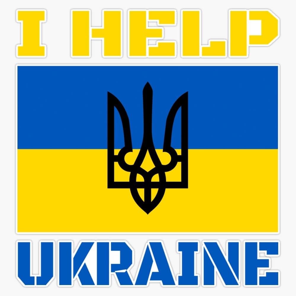 Amazon.com - I Help Ukraine Support Ukraine Bumper Sticker Vinyl Decal 5"