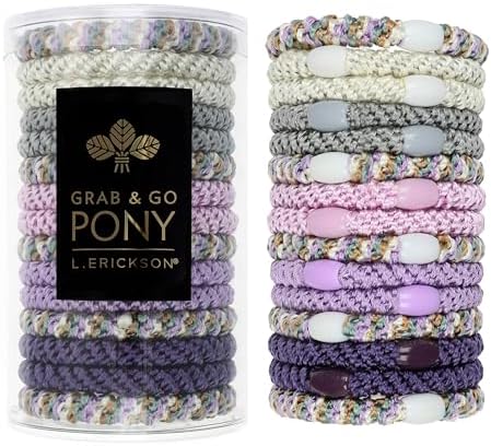 Amazon.com : L. Erickson Grab & Go Pony Tube - Pixie Purple and Beige ...
