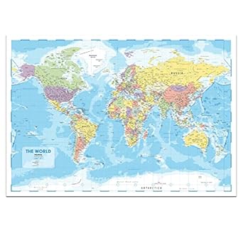 Large Wall Map of the World Poster - Political Map Wall Art showing ...