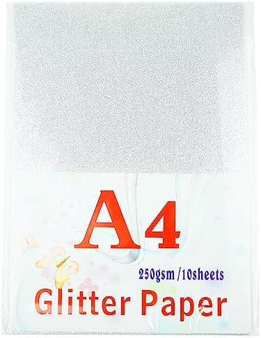 STRBOXONG A4 Glitter Cards, Silver Craft Paper Sheet, 250GSM Shiny ...