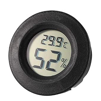 uxcell Black Round Shape Digital Temperature Humidity Meters Gauge ...