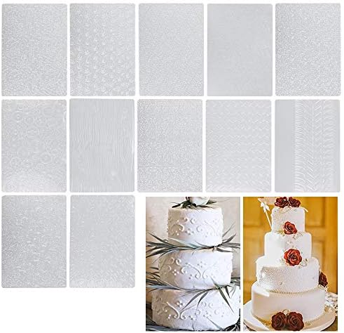 DECARETA Fondant Impression Mat 12 Piece Embossed Icing Moulds Kits,12 ...