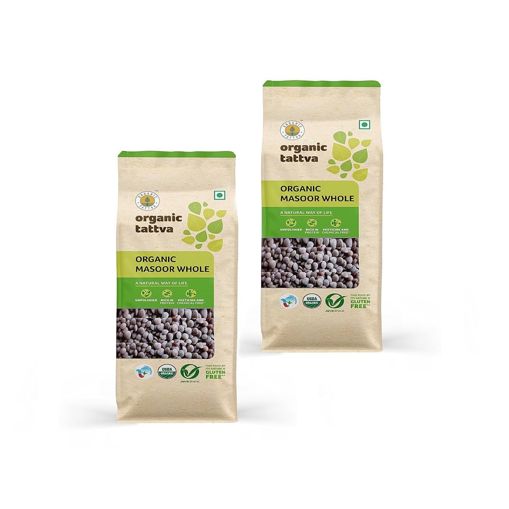 ORGANIC TATTVA Organic Masoor Whole 500G | Sabut Masur Dal |Rich In ...