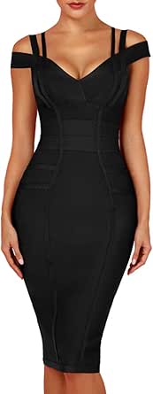 Whoinshop Women's Rayon Sexy V Neck Bodycon Clubwear Party Bandage ...