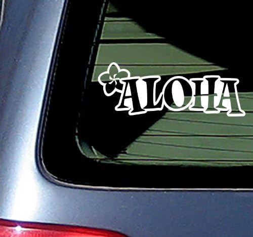 Amazon.com: Aloha with Plumeria Sticker - White Hawaiian Decal Window ...