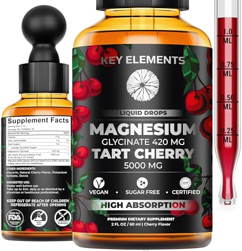 Amazon.com: Liquid Magnesium Glycinate 420 Mg with Natural Tart Cherry ...