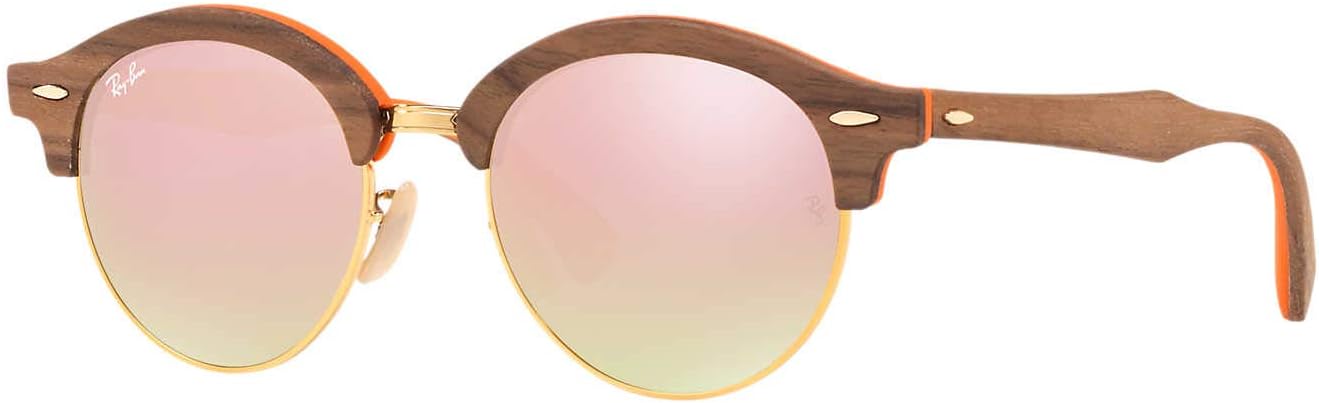 Amazon.com: Ray-Ban RB4246M Clubhouse Wood Round Sunglasses, Light ...