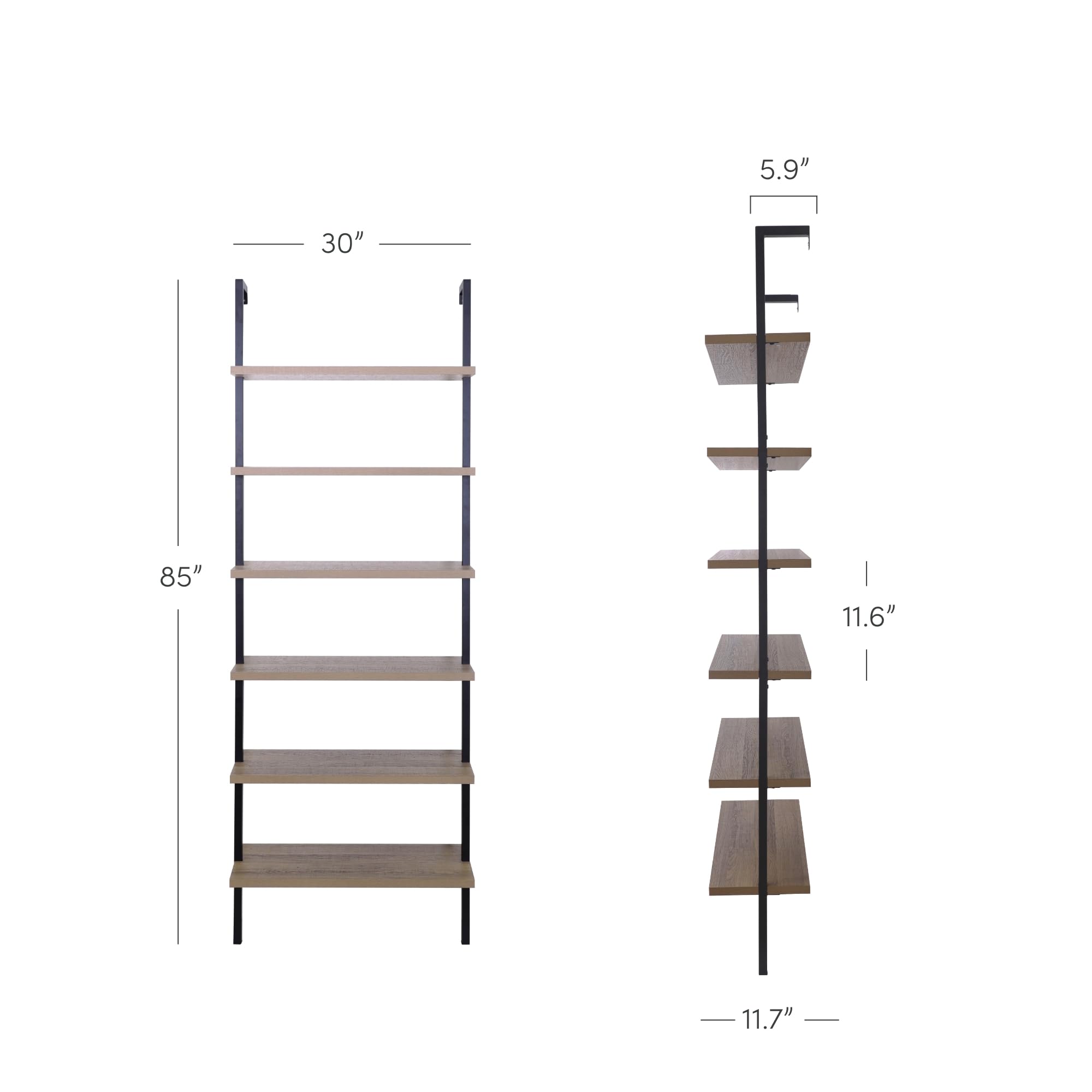 Snapklik.com : Nathan James Theo 6-Shelf Tall Bookcase, Wall Mount ...