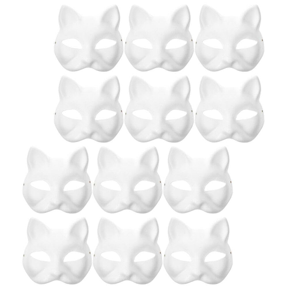Snapklik.com : MAELSTROM 12Pcs Therian Mask White Cat Mask To Paint ...