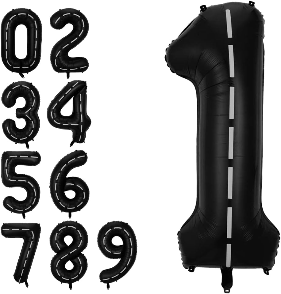 Amazon.com: 40 Inch Large Retro Race Car Black Number 1 Balloon Helium ...
