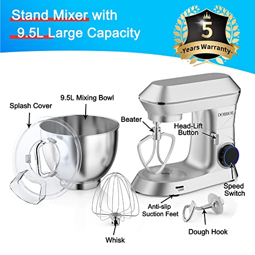 Buy DOBBOR Stand Mixer - 9.5 QT, 7 Speeds 660W, Electric Food Mixers ...