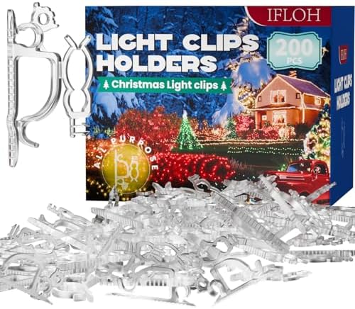 Amazon.com: Holiday Light Clips [Set of 200] Christmas Light Clips ...