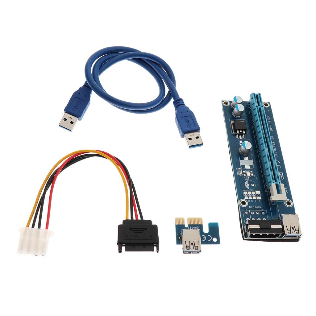 USB3.0 PCI-E 1x to 16x Graphics Extender Riser Card Adapter Powered ...