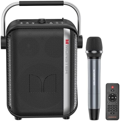 Monster Traveler Mini Bluetooth Speaker with Wireless Microphone, 80W ...