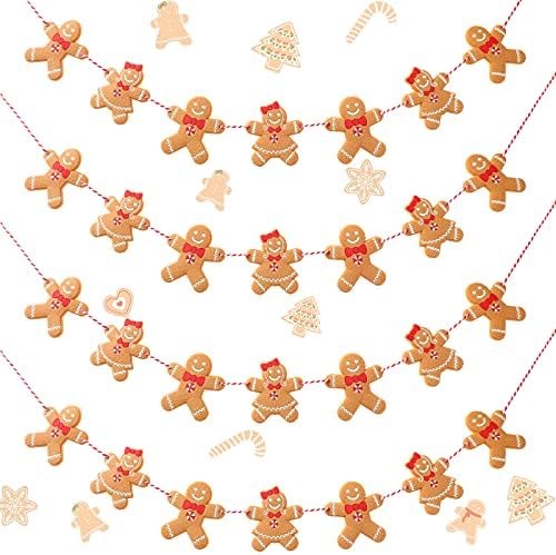 Amazon.com: Wooden Gingerbread Man Christmas Garland Party Bunting ...