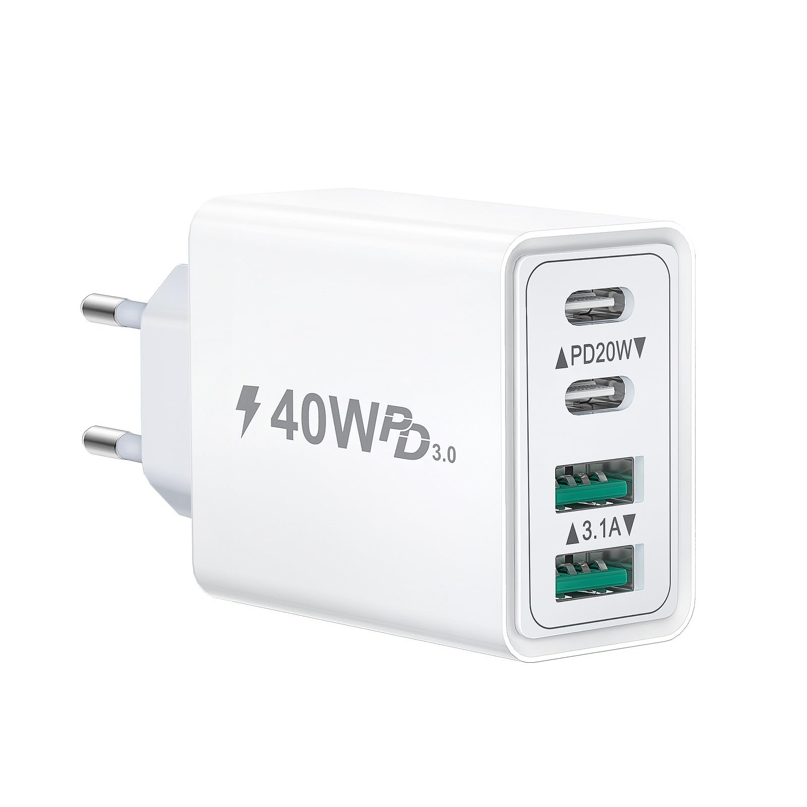 Caricatore USB C, 40W 4-Porte Presa USB C Spina Multipla USB Caricatore ...