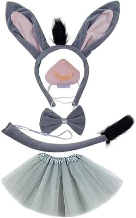 Amazon.com: EMEISAN Grey Donkey Fancy Costume set Ears Headband Nose ...