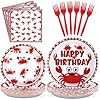 Amazon.com: Grencian 96PCS Crab Birthday Party Decorations Crab Plates ...