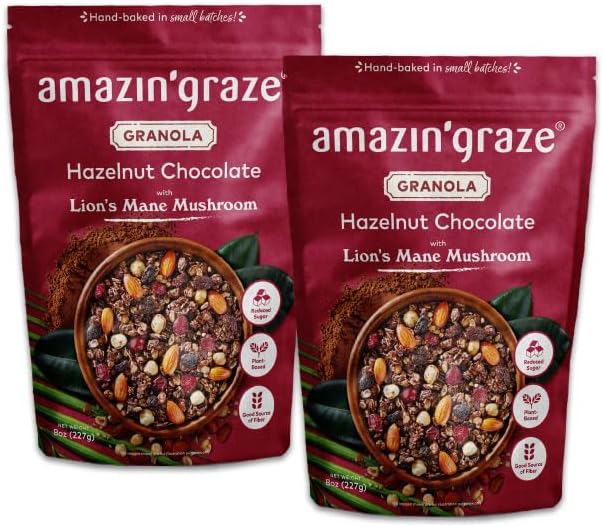 Amazon.com: Dark Chocolate Hazelnut Granola with Lion's Mane Mushroom ...