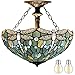 WERFACTORY Tiffany Ceiling Light Fixture Sea Blue Stained Glass ...