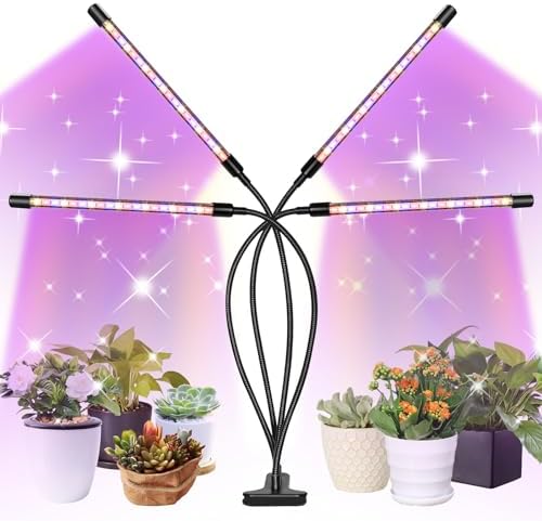 Amazon.com: LED Grow Light, 3 Heads Red Blue White Full Spectrum Plant ...