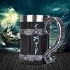 Amazon.com | Nordic Viking Rune Mug Tankard Stainless Steel Wooden ...