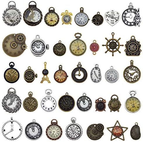 100pcs Mixed Clock Watch Face Charm Epoxy Gear Steampunk Pendants for ...