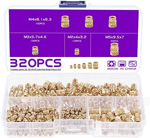 Gueenky 320PCS Threaded Inserts 3D Printer, M2 M3 M4 M5 Threaded ...