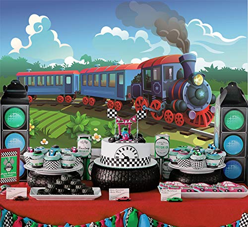 GYA Stream Train Party Theme Backdrop for Photography Kids - Want It All