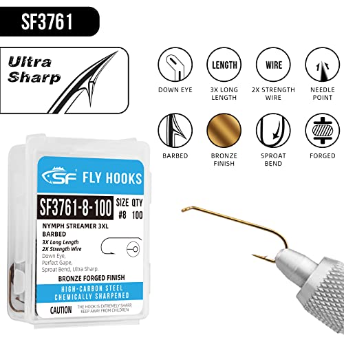 Snapklik.com : SF #14 100Pcs Nymph Streamer Dry Fly Tying Hooks Ultra ...