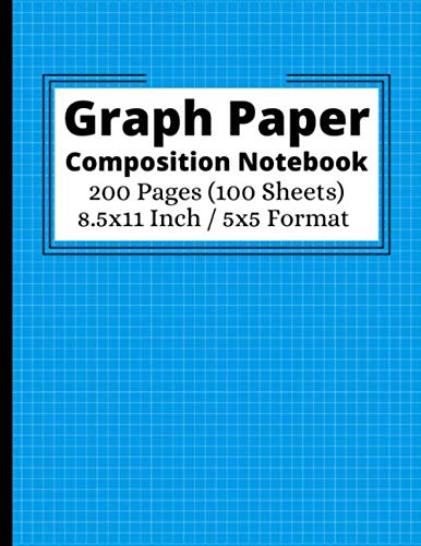 Graph Paper Composition notebook 200 Pages (100 Sheets) 8.5 Inch / 5x5 ...