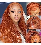 Amazon.com : 30 Inch Ginger Lace Front Wig Human Hair Deep Wave 13x4 HD ...