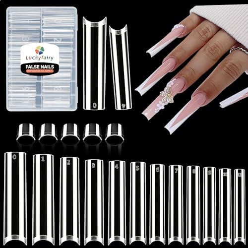 Amazon.com: Luckyfairy 3XL Square Nail Tips, 240pcs Straight Tapered ...