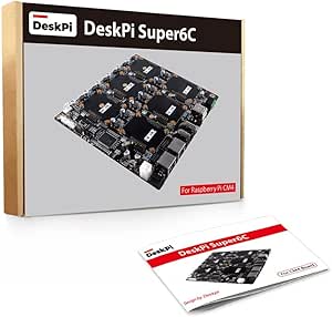 DeskPi Super6C Cluster Mini-ITX Board for Raspberry Pi CM4/CM5, 6 RPI CM4 Supported,Power Supply ...