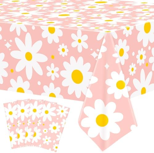 Amazon.com: Augisteen 4 PCS Daisy Tablecloth Plastic Daisy Flower ...