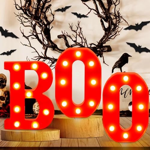 Amazon.com: Halloween Decorations-3 LED Marquee Light up Letters "BOO ...
