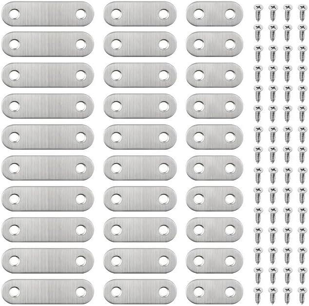 30 Pcs Stainless Steel Flat Plate Straight Bracket Flat Metal Brace ...
