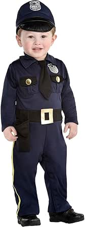 Amazon.com: Amscan Navy Blue Polyester Cop Recruit Jumpsuit & Hat Set ...